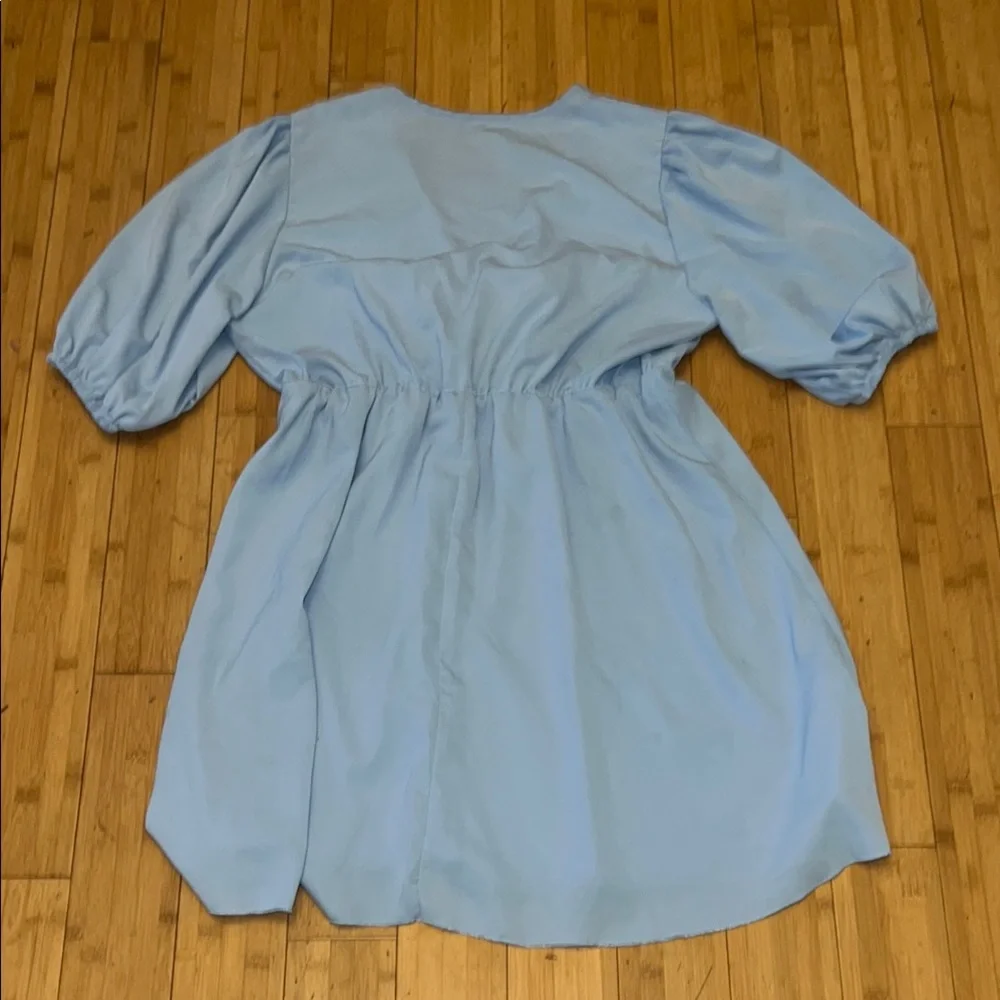 SHEIN | Dresses | Shein Light Blue Puff Sleeve Dress | Poshmark
